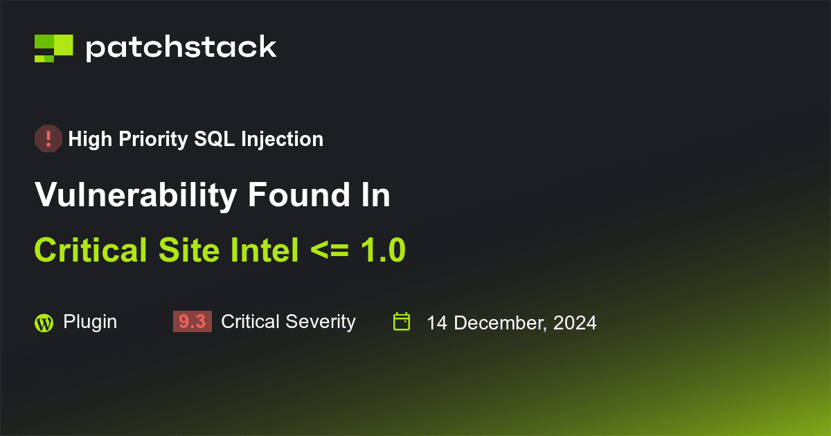 WordPress Critical Site Intel plugin